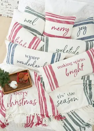 Carol & Frank Morgan Christmas Holiday Striped Decorative Lumbar Pillow Collection